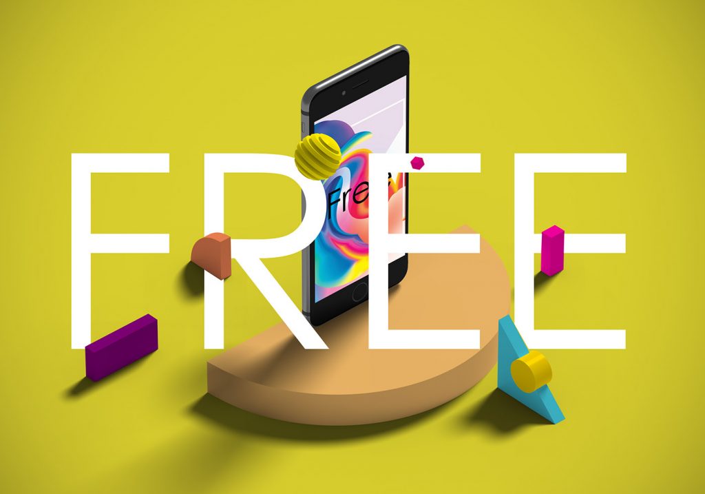 iPhone with Shapes Mockup – Graphicgata