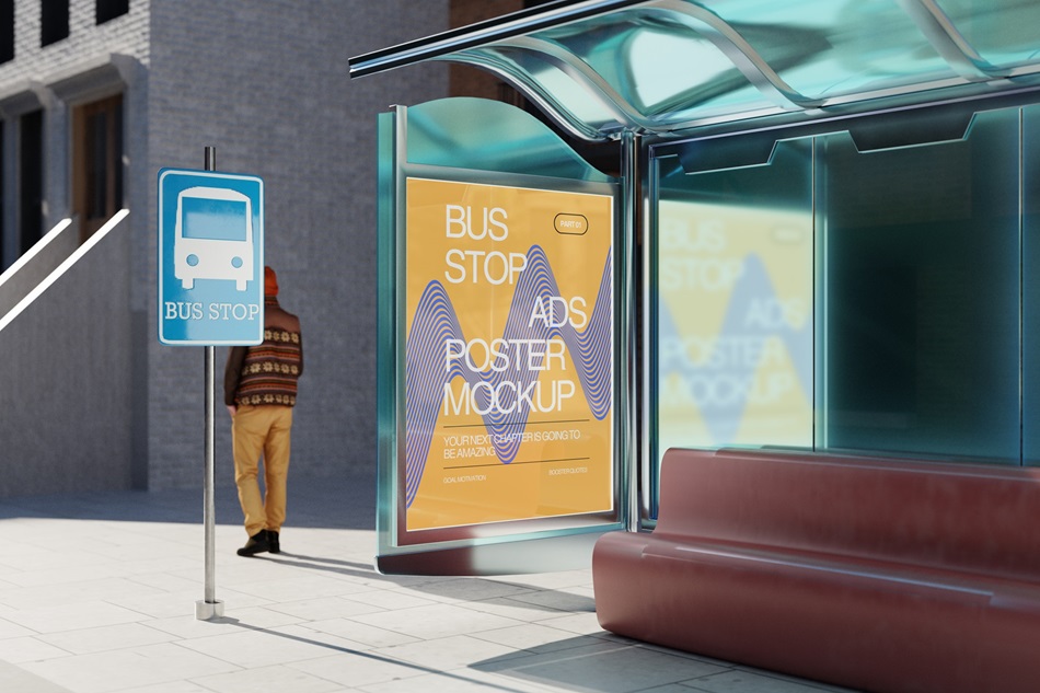 Free Bus Stop Poster Mockup – Graphicgata
